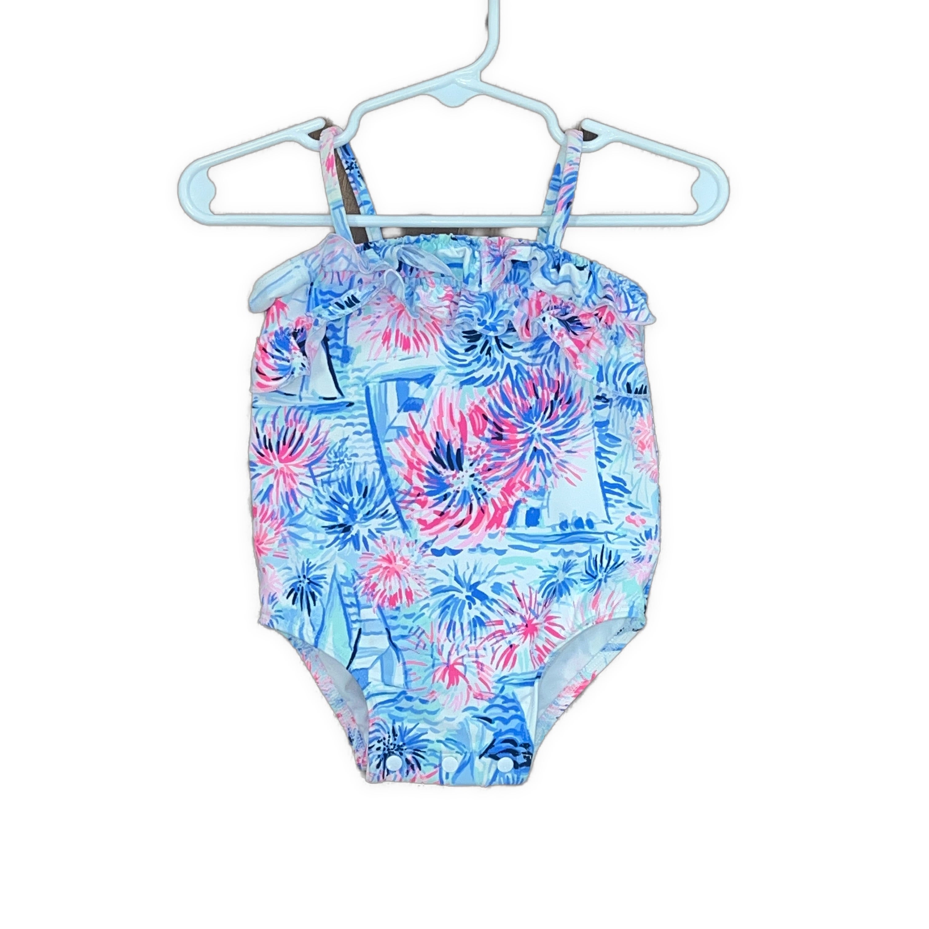 Lilly Pulitzer Pink/Blue Sailboats Swimsuit | Size 3-6M | Chameleon ...